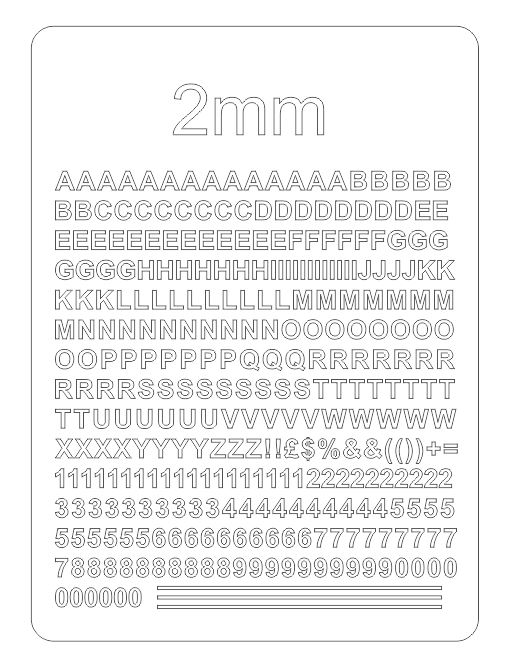 2mm Arial Lettering Pack - Code 2A | A01